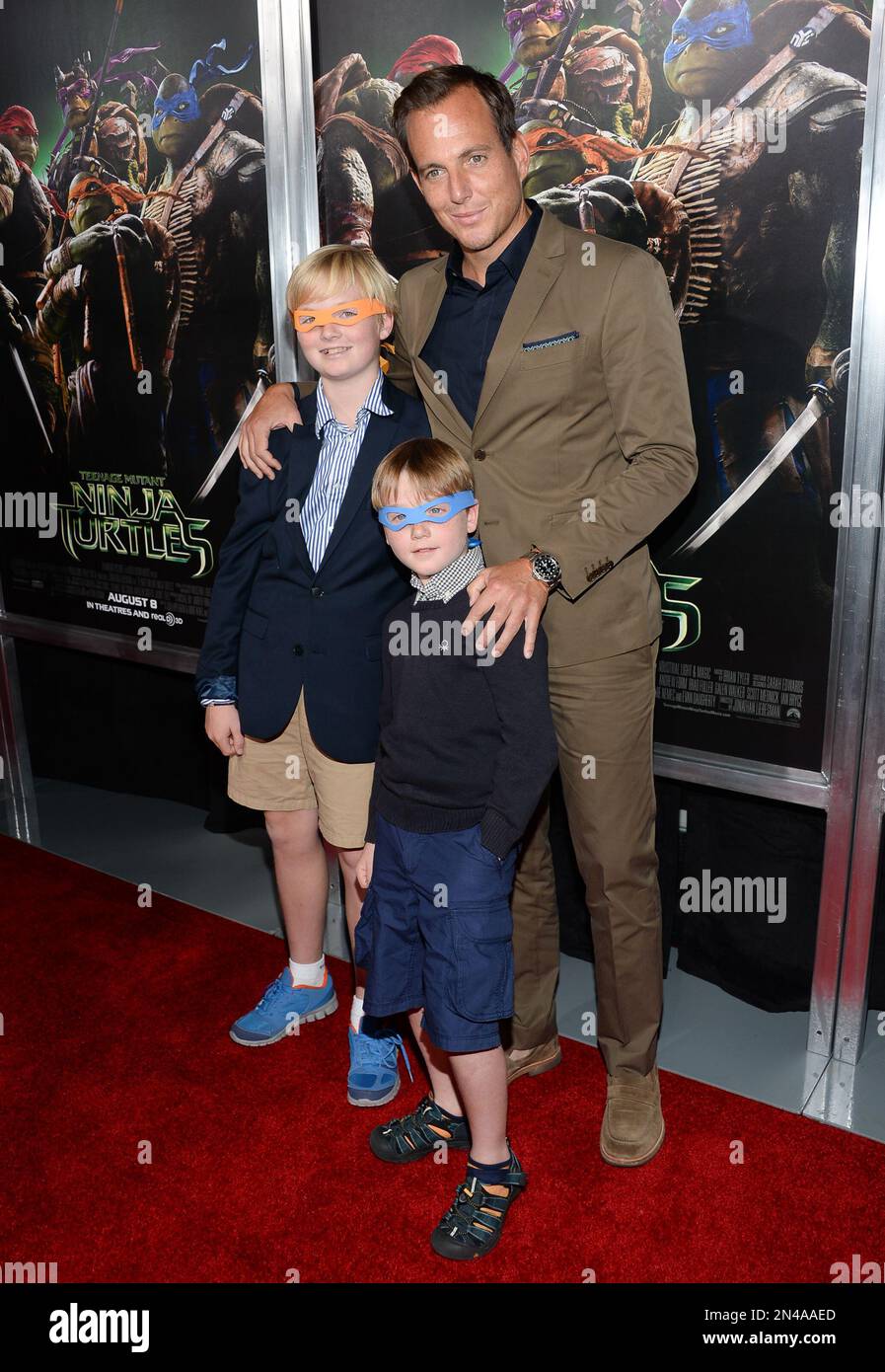 Actor Will Arnett arrives with sons Abel Arnett and Archibald Arnett ...