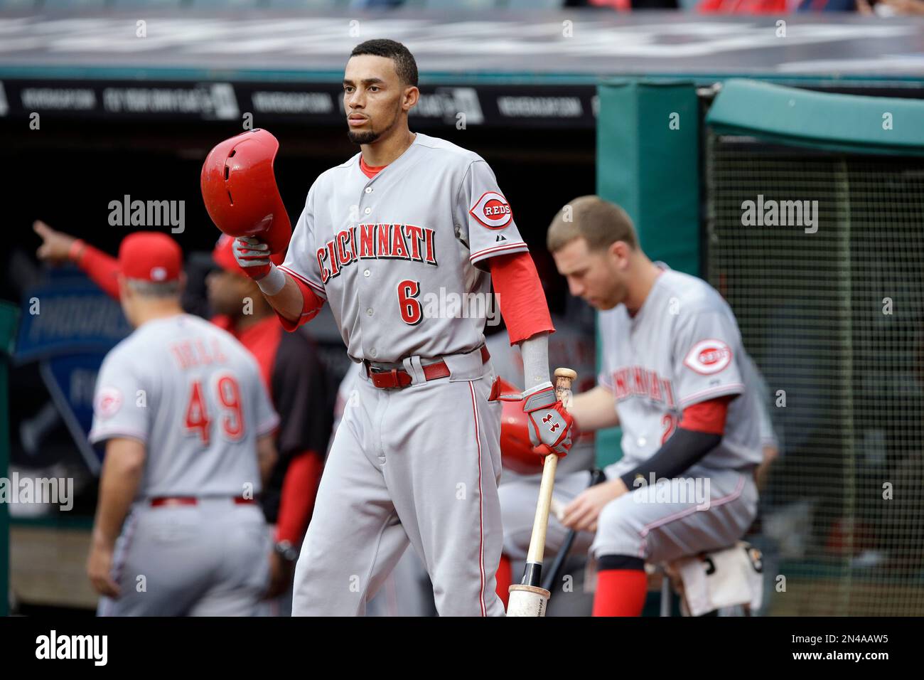 Cincinnati Reds' Billy Hamilton prepares to lead off against the ...
