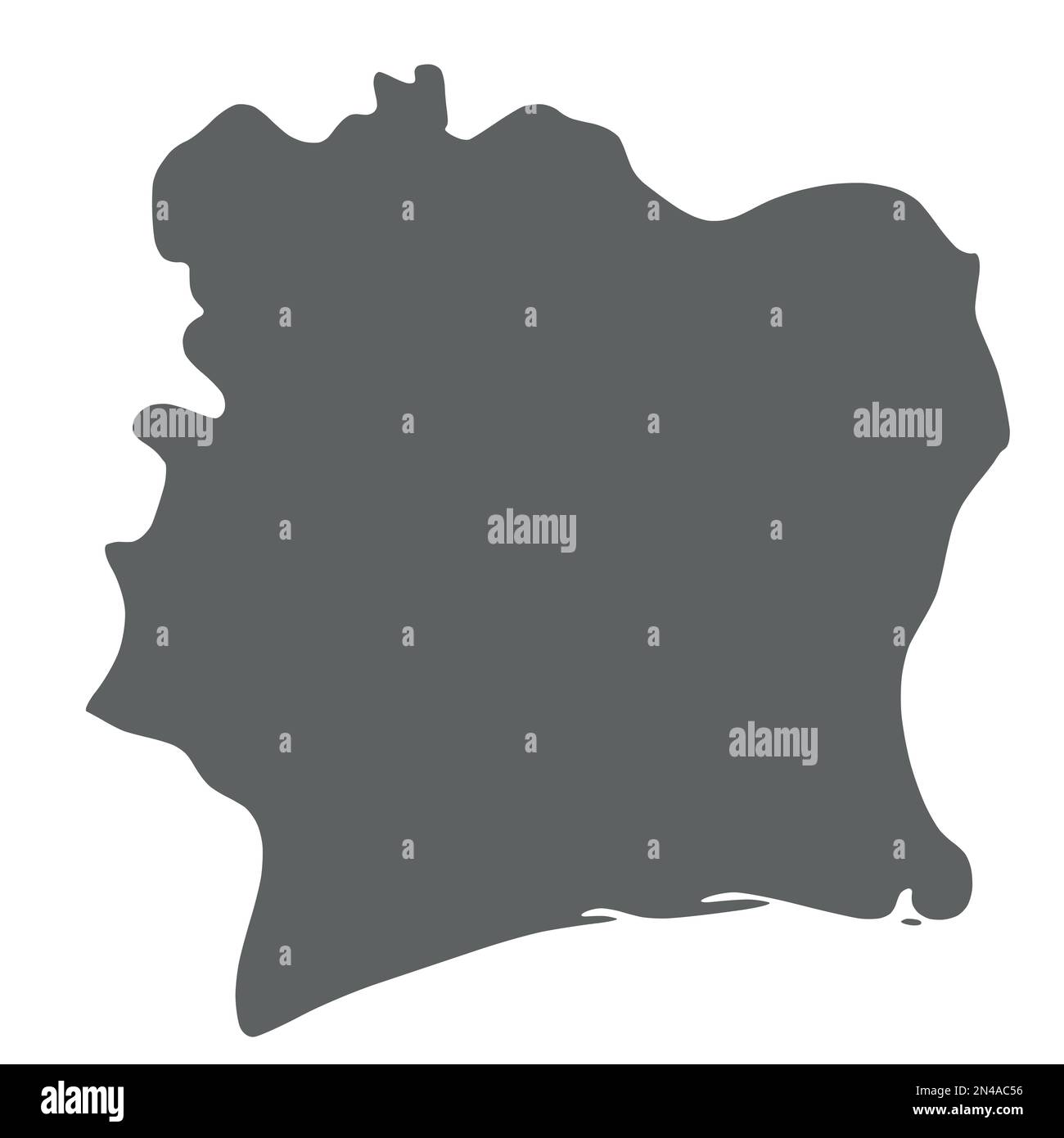 Cote d Ivoire - smooth grey silhouette map of country area. Simple flat ...