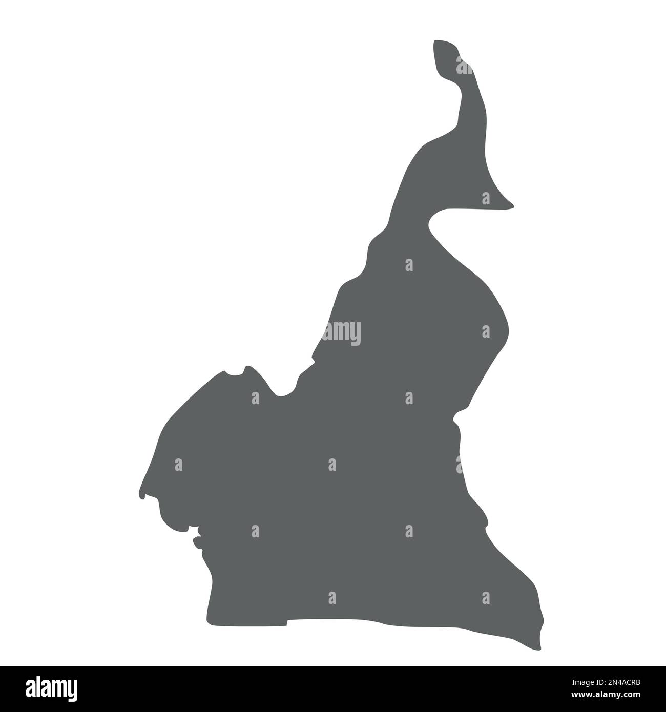 Cameroon - smooth grey silhouette map of country area. Simple flat ...