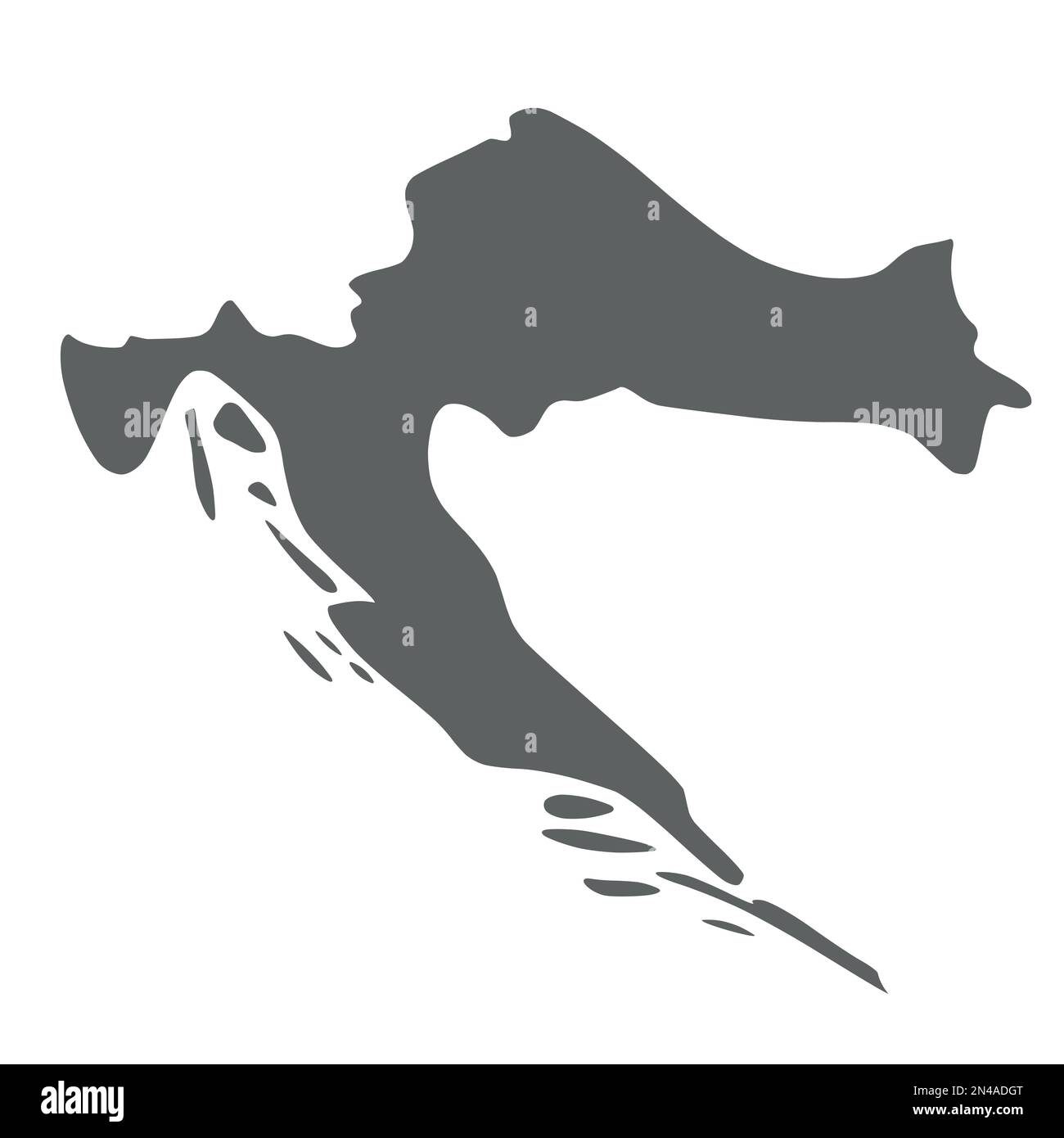 Croatia - smooth grey silhouette map of country area. Simple flat ...