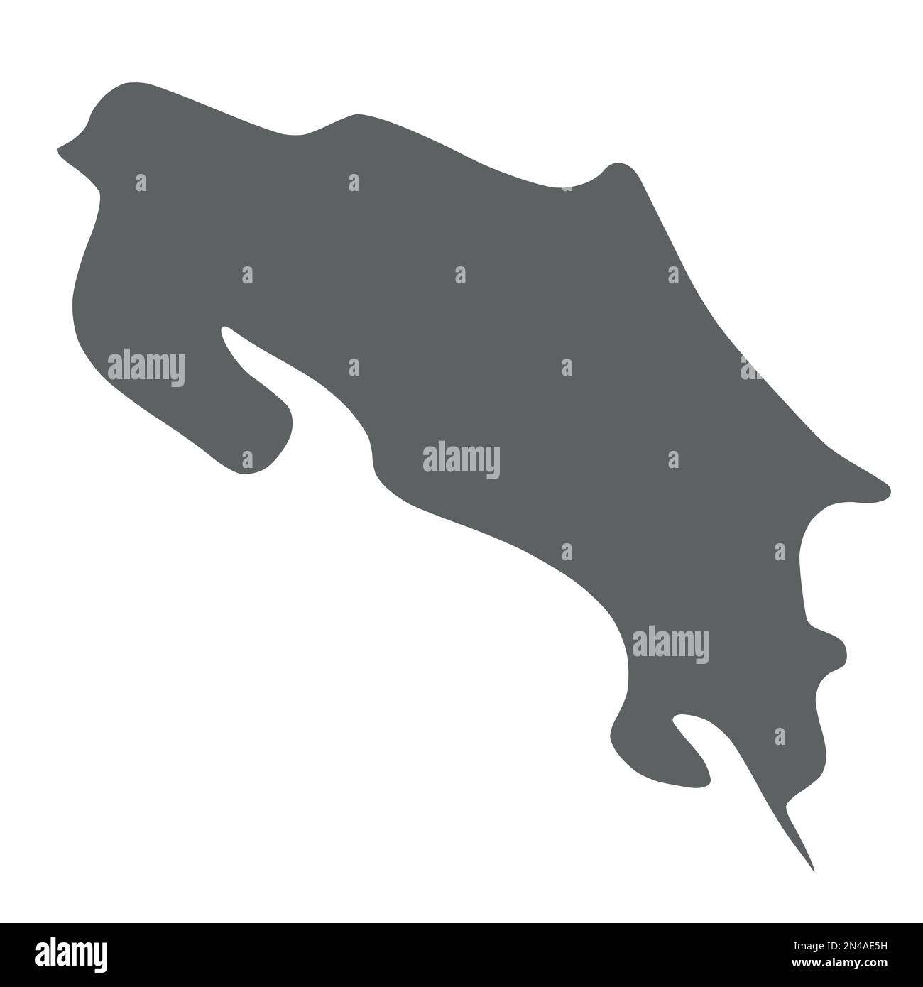 Costa Rica - smooth grey silhouette map of country area. Simple flat ...