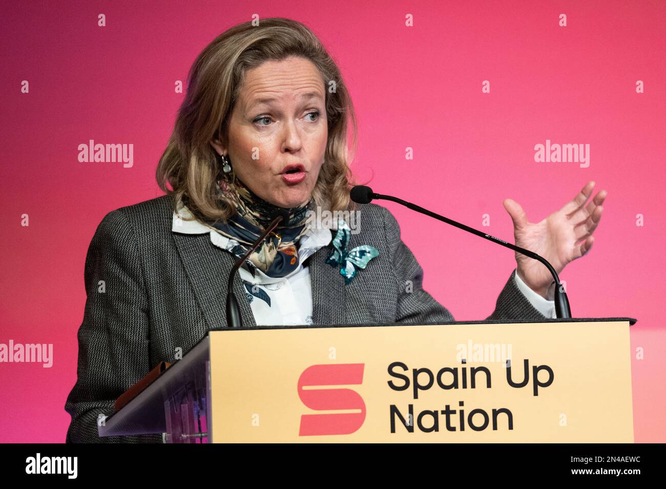 Madrid, Spain. 08th Feb, 2023. The First Vice President and Minister of ...