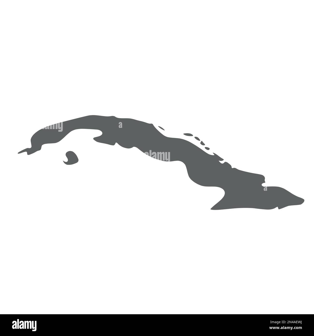 Cuba - smooth grey silhouette map of country area. Simple flat vector ...