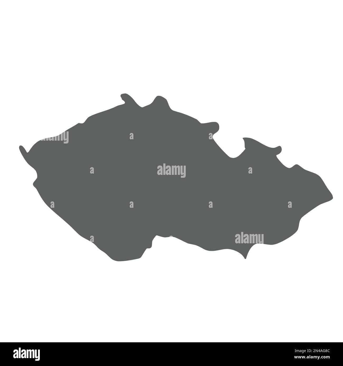 Czech Republic - smooth grey silhouette map of country area. Simple ...