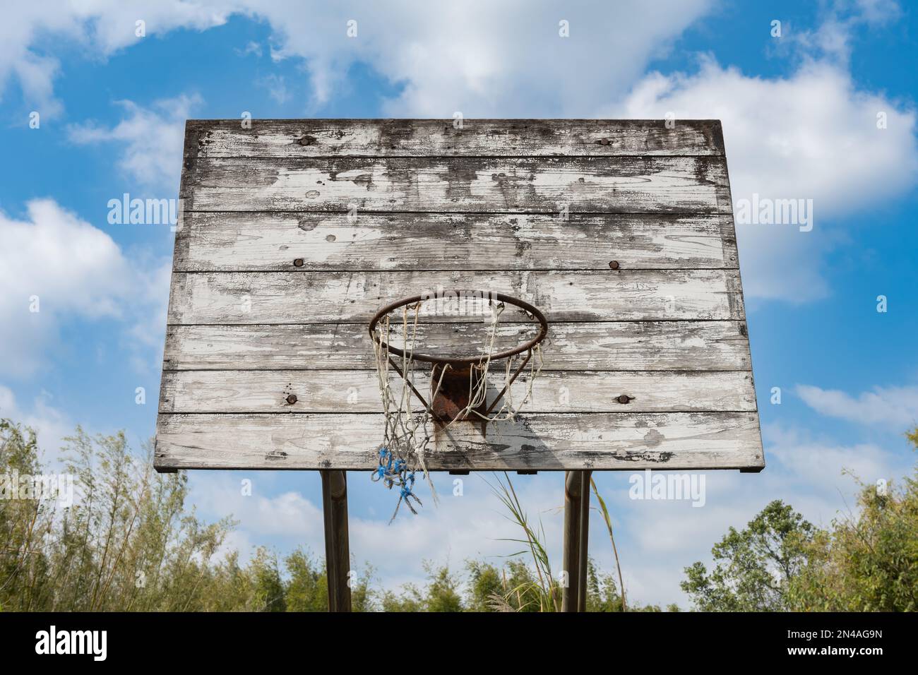 basketball hoop and board under the blue sky horizontal composition ...
