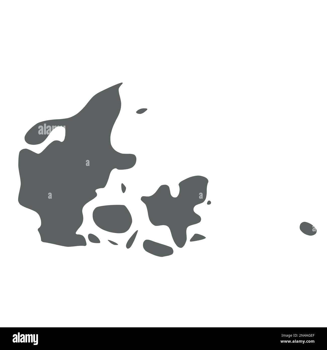 Denmark - smooth grey silhouette map of country area. Simple flat ...