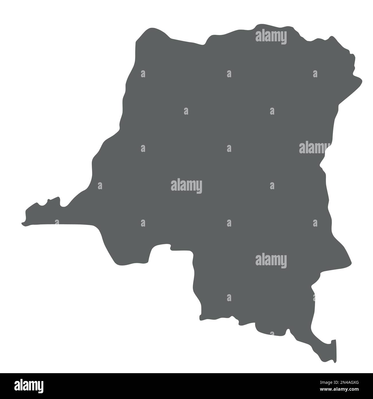 Democratic Republic of the Congo - smooth grey silhouette map of ...
