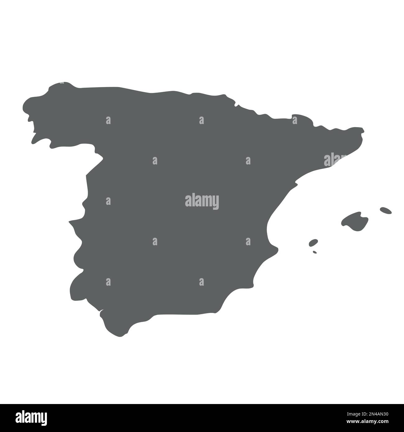 Spain - smooth grey silhouette map of country area. Simple flat vector ...