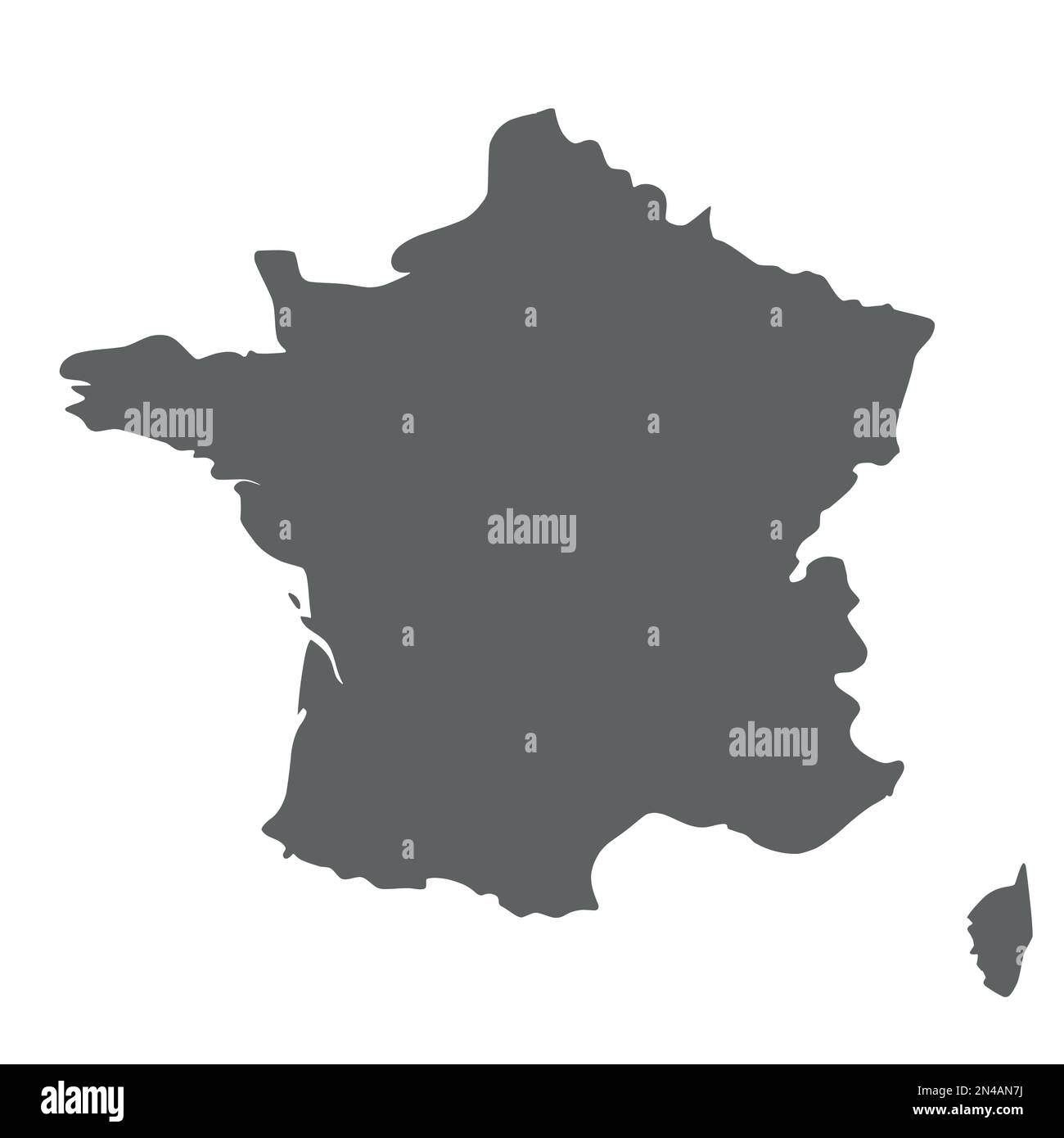 France - smooth grey silhouette map of country area. Simple flat vector ...