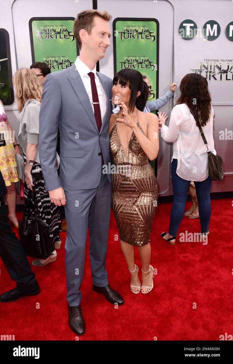 Jeremy Howard, left, and Minae Noji arrive at the Los Angeles premiere ...