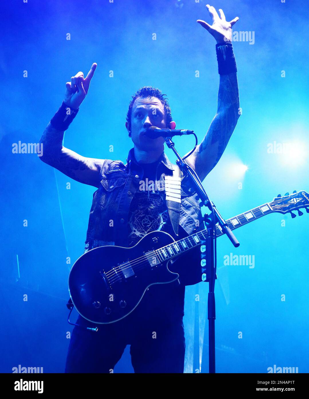 Matt Heafy of the band Trivium performs in concert during the Rockstar ...