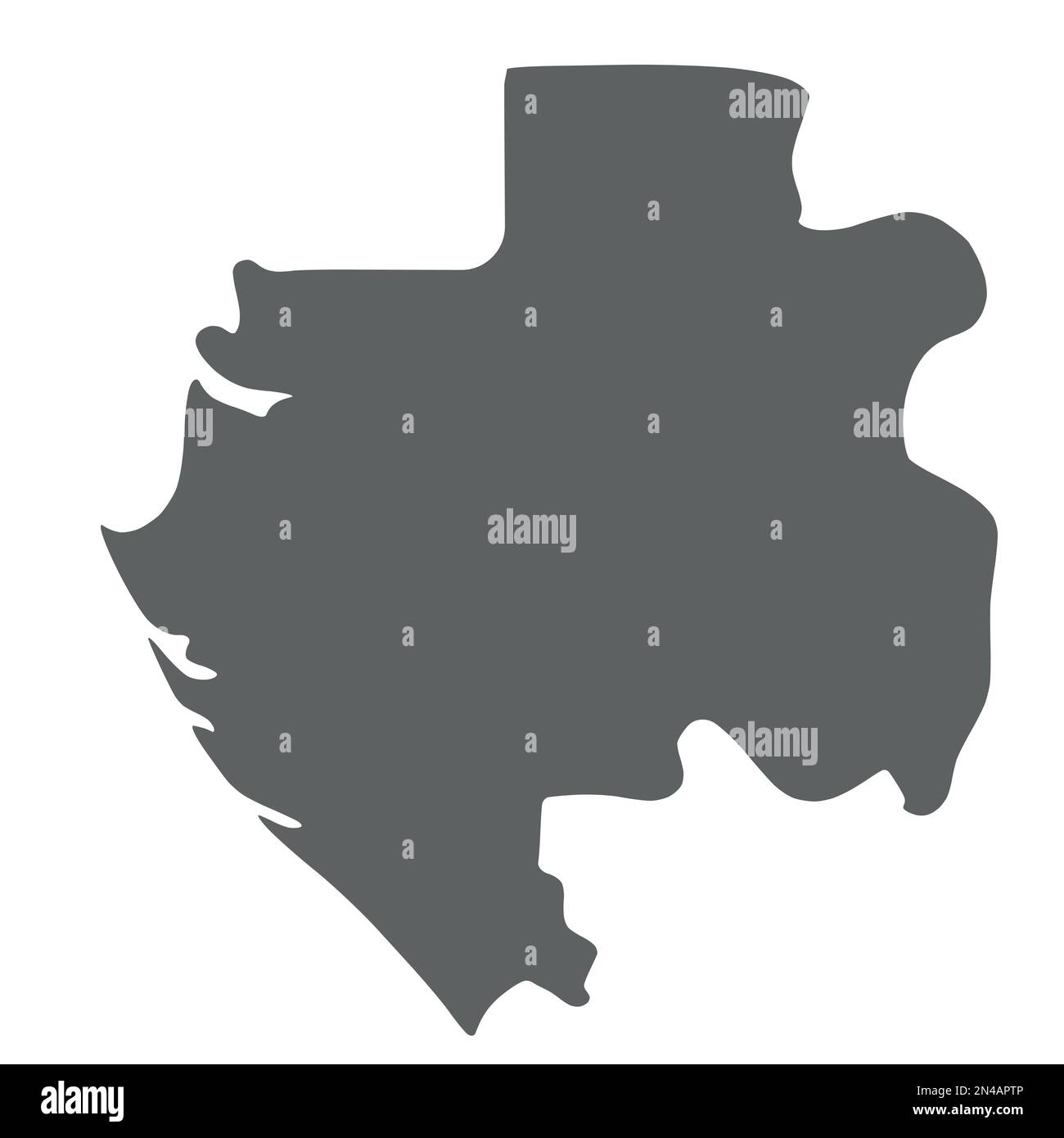 Gabon Smooth Grey Silhouette Map Of Country Area Simple Flat Vector