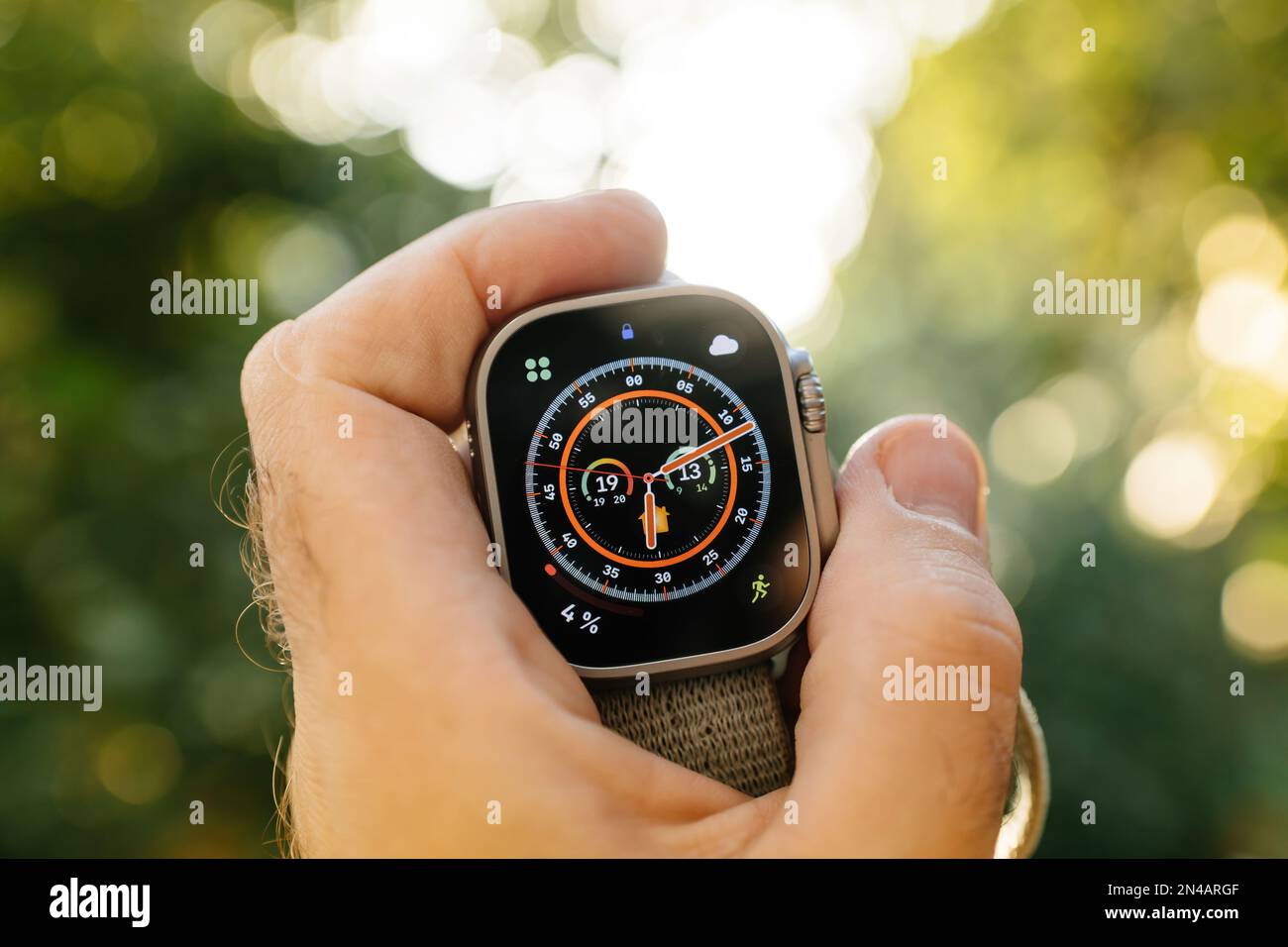 London, United Kingdom - Sept 28, 2022: Male hand holding new Apple ...