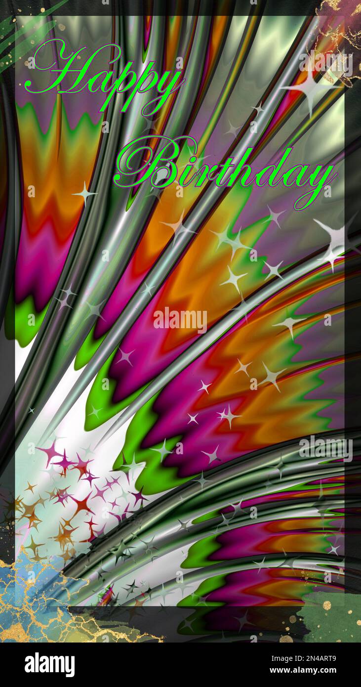 Colorful birthday greeting card with abstract background and lettering ...