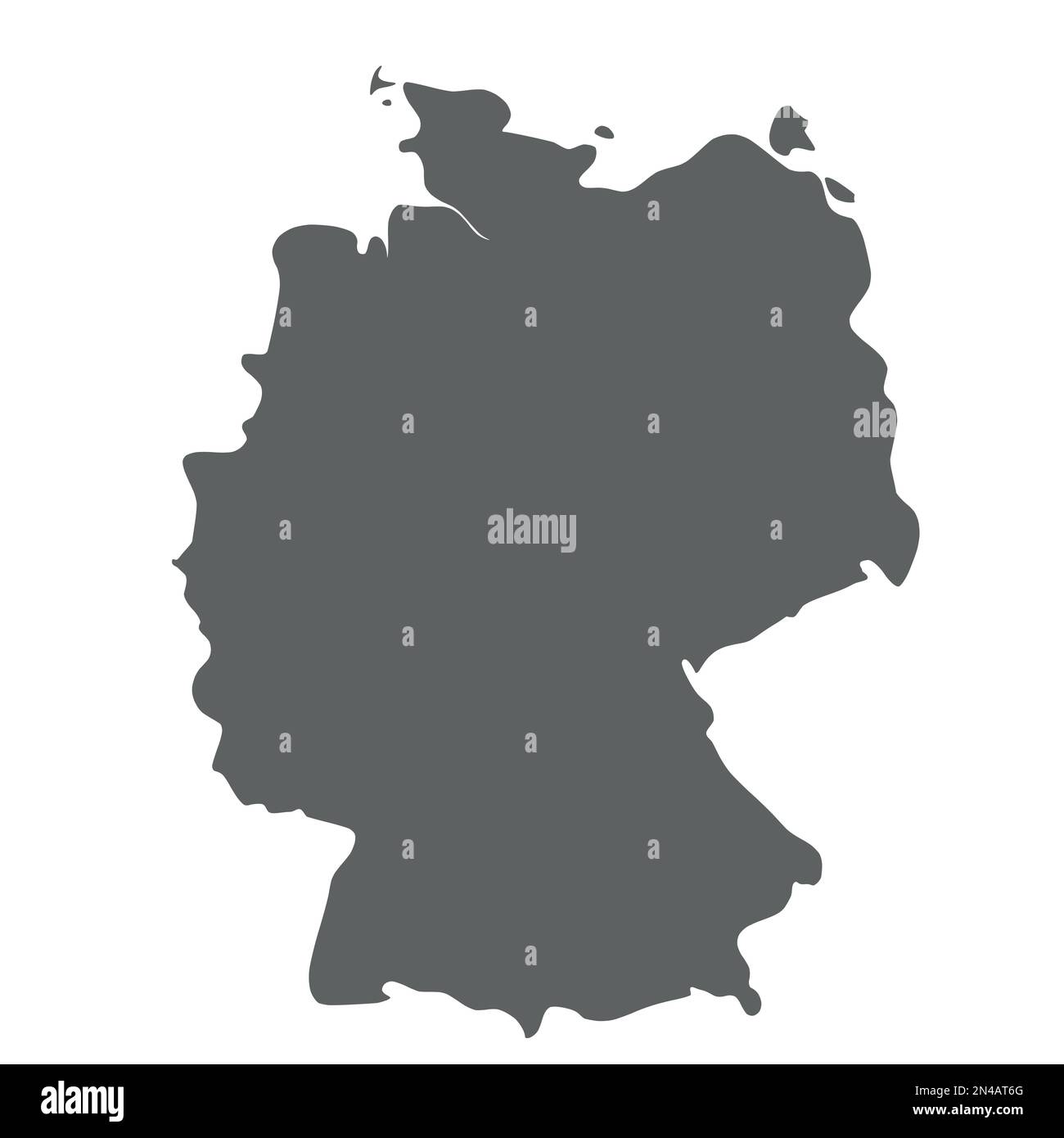 Germany - smooth grey silhouette map of country area. Simple flat ...