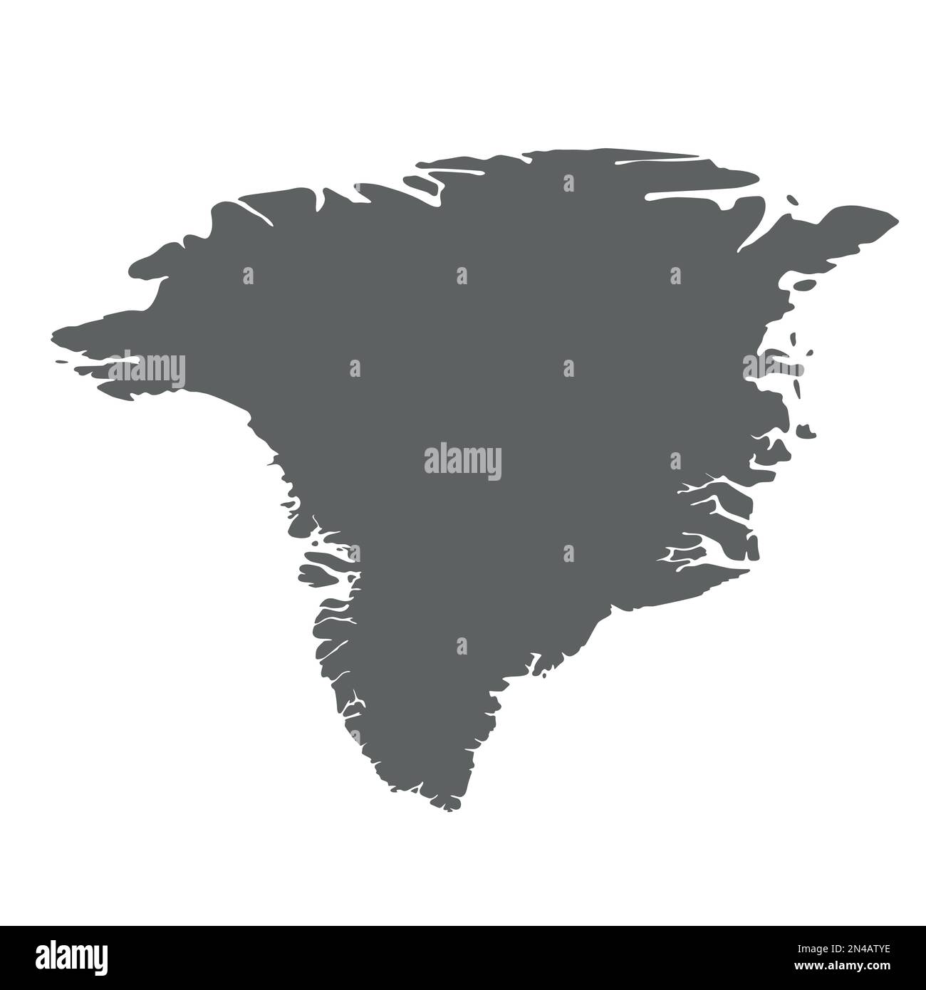 Greenland - smooth grey silhouette map of country area. Simple flat ...