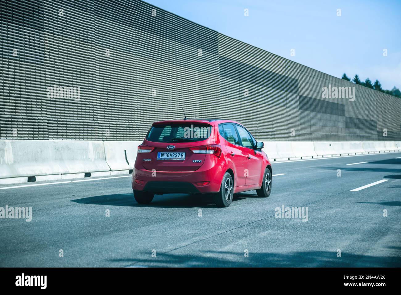 Austria - Sep 30, 2014: REar view of new Hyundai IX20 mini car on ...