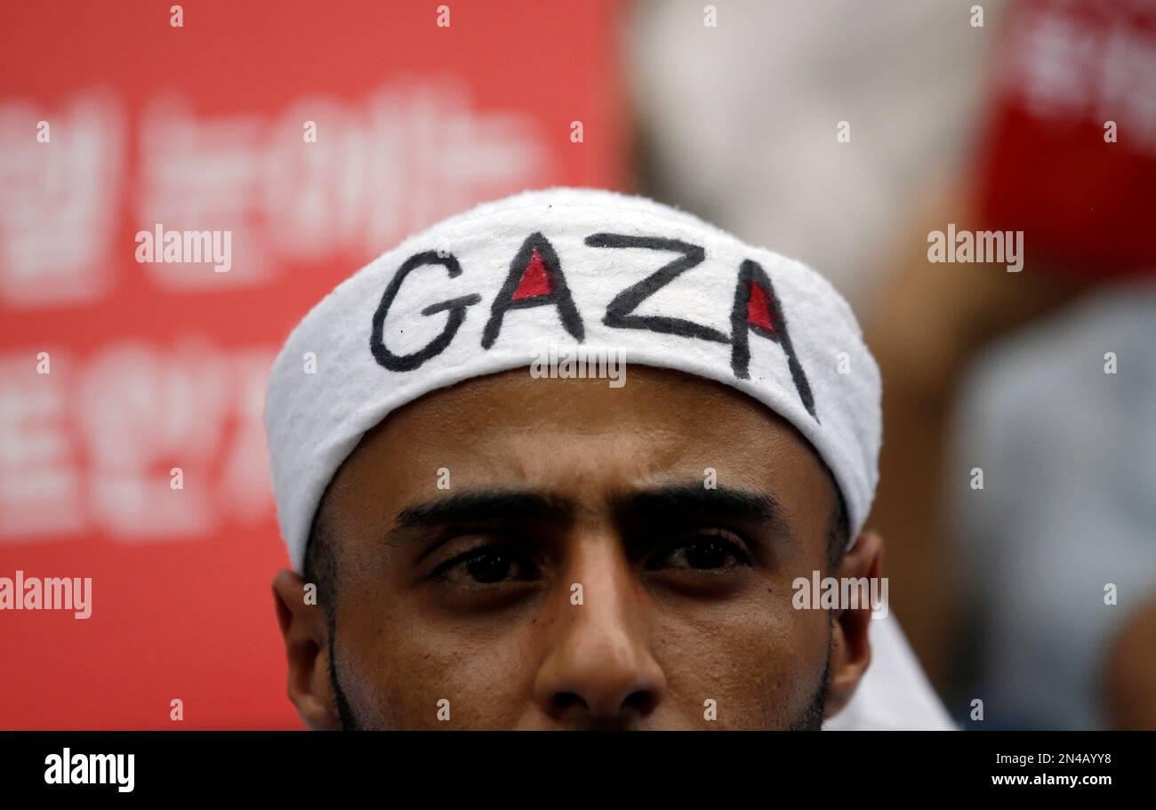 A Middle Eastern man living in South Korea wears a do-rag during a ...