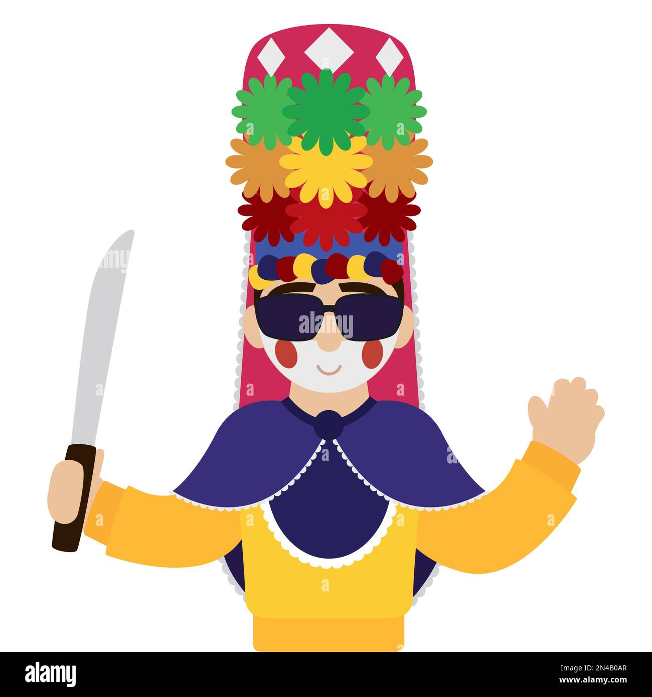 Colorful Congo dancer holding a machete for the performance during ...