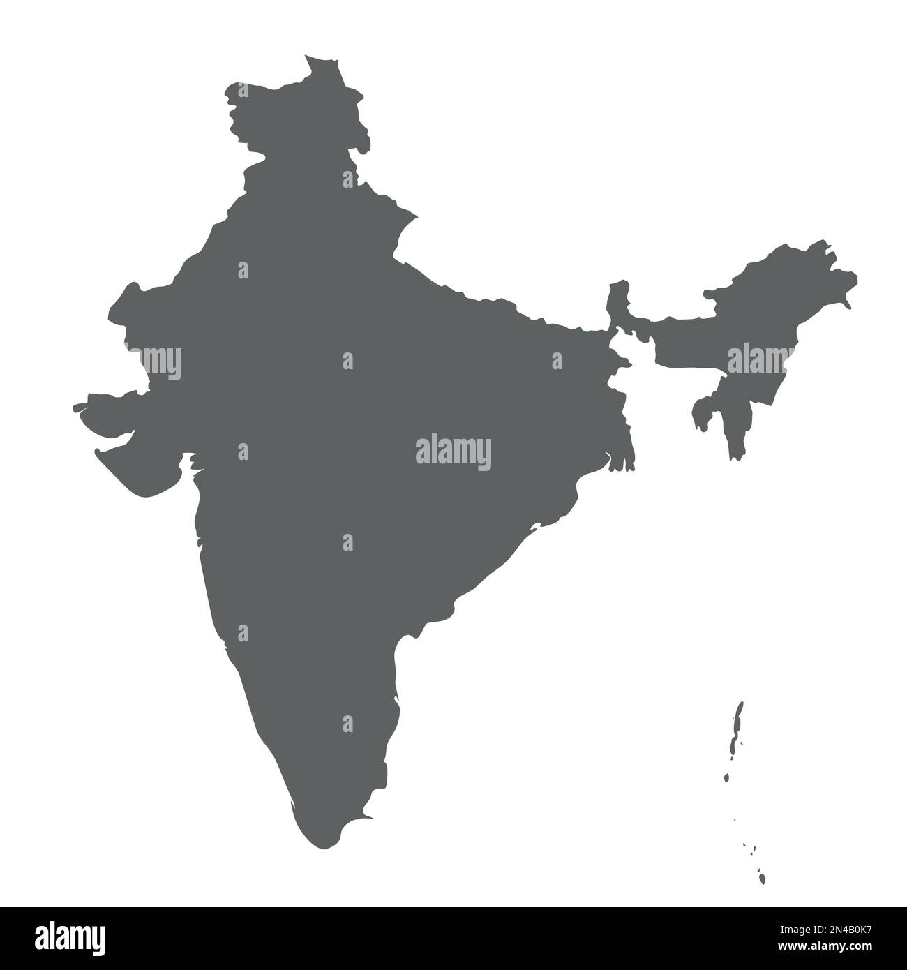 India - smooth grey silhouette map of country area. Simple flat vector ...