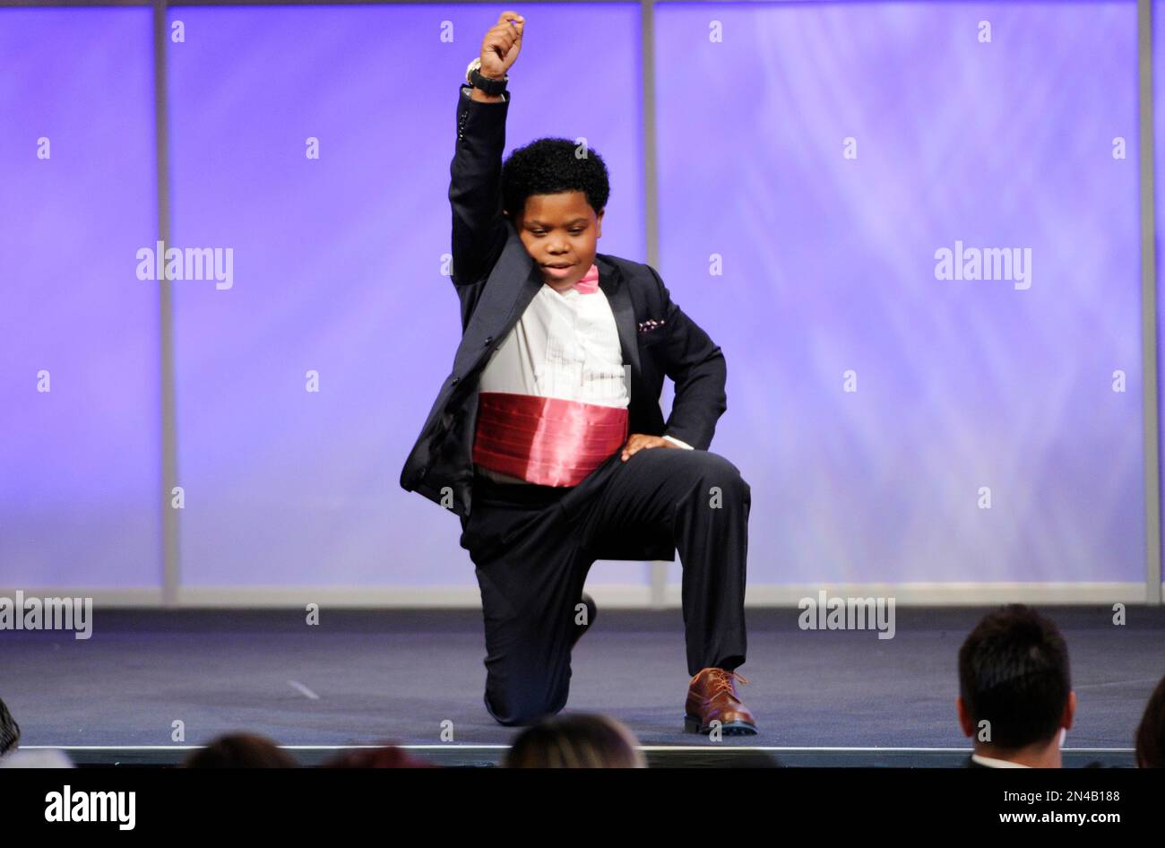 Benjamin "lil-P-Nut" Flores Jr. accepts the award for best young actor ...