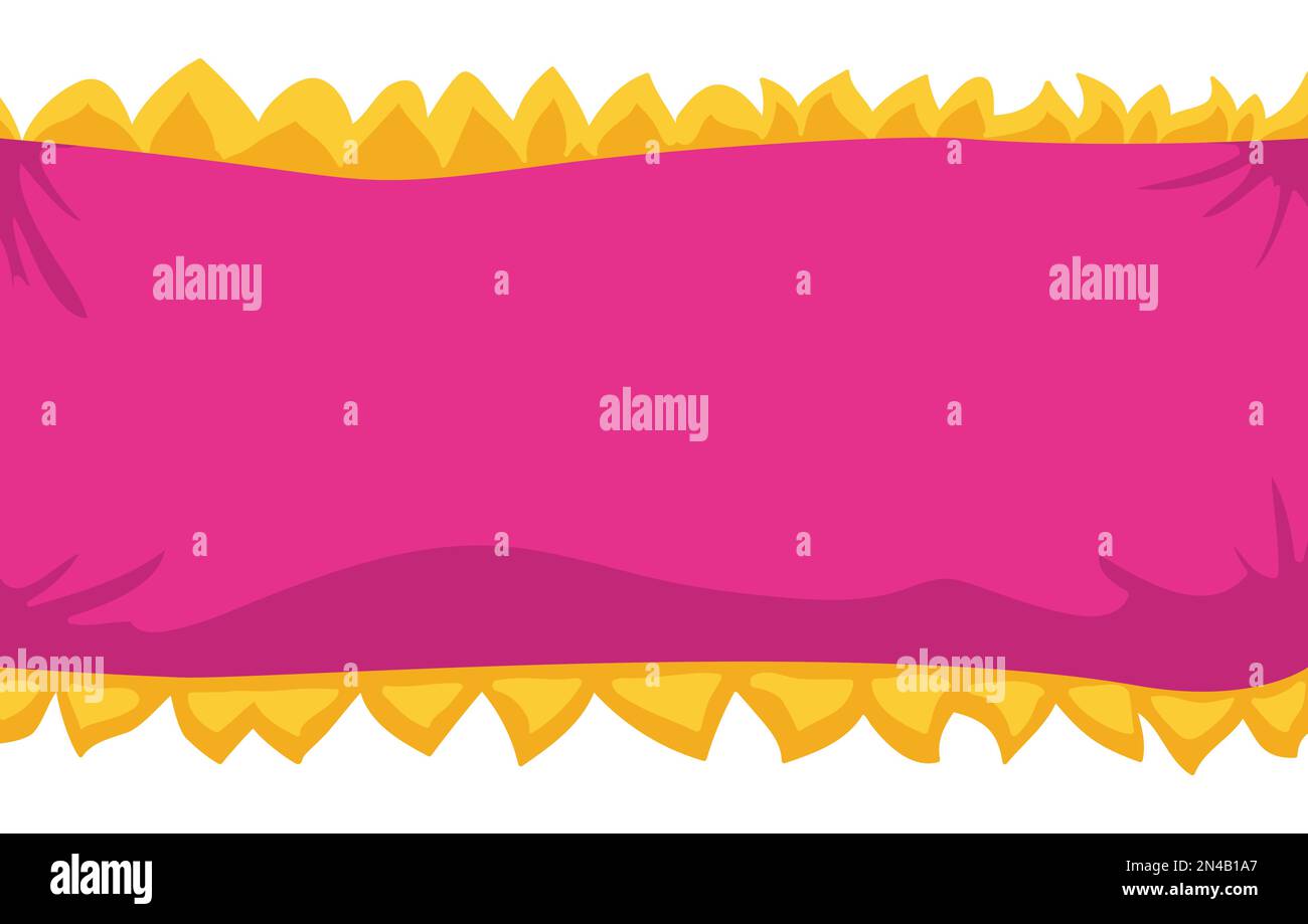 Horizontal and fuchsia fabric template decorated with yellow fringes in ...
