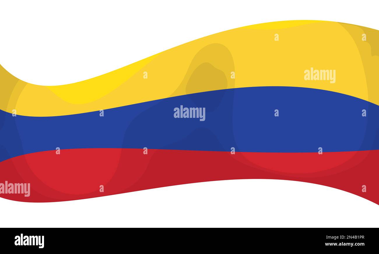 Banner with waving Colombian flag in cartoon style and horizontal ...