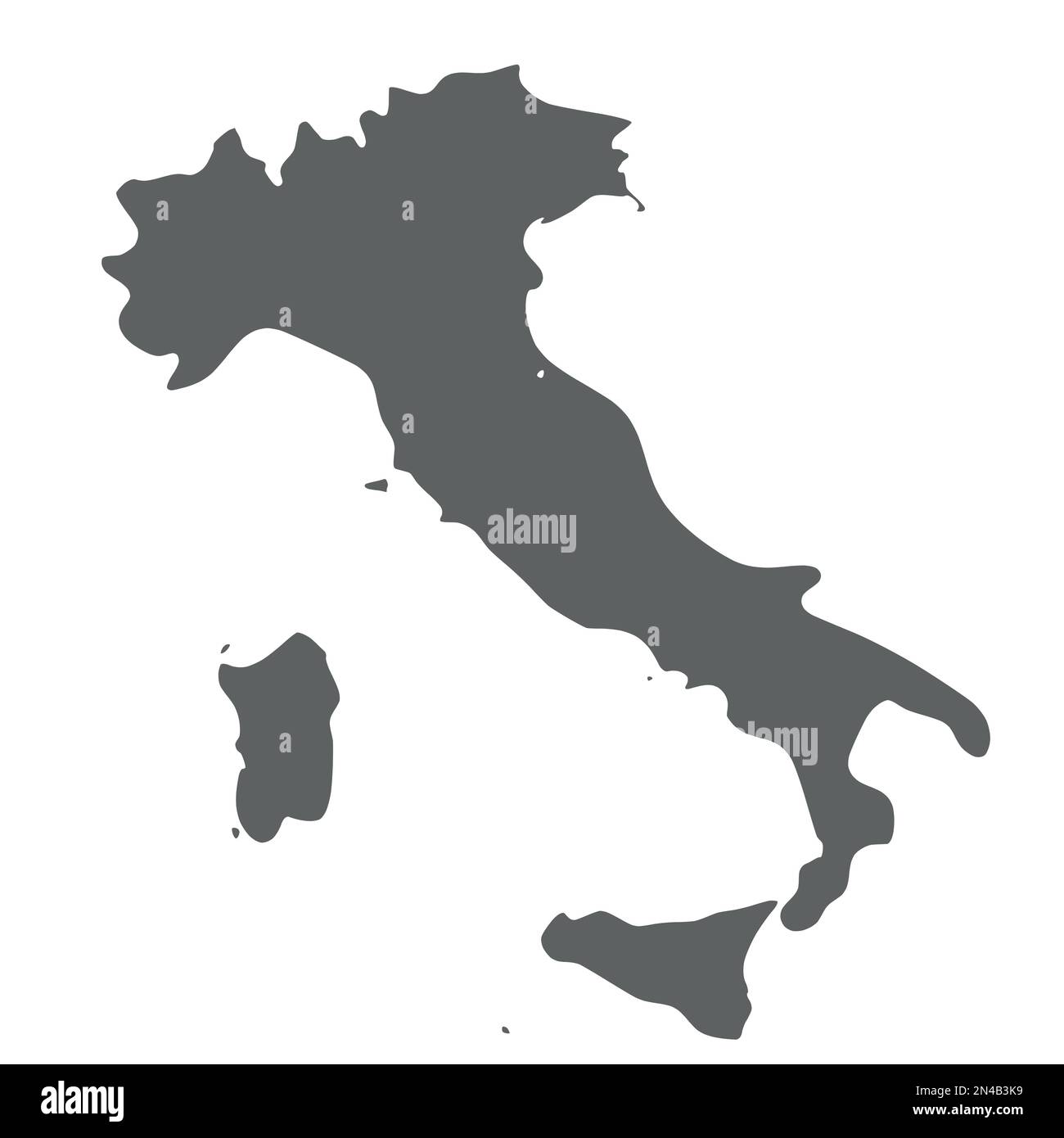 Italy - smooth grey silhouette map of country area. Simple flat vector ...