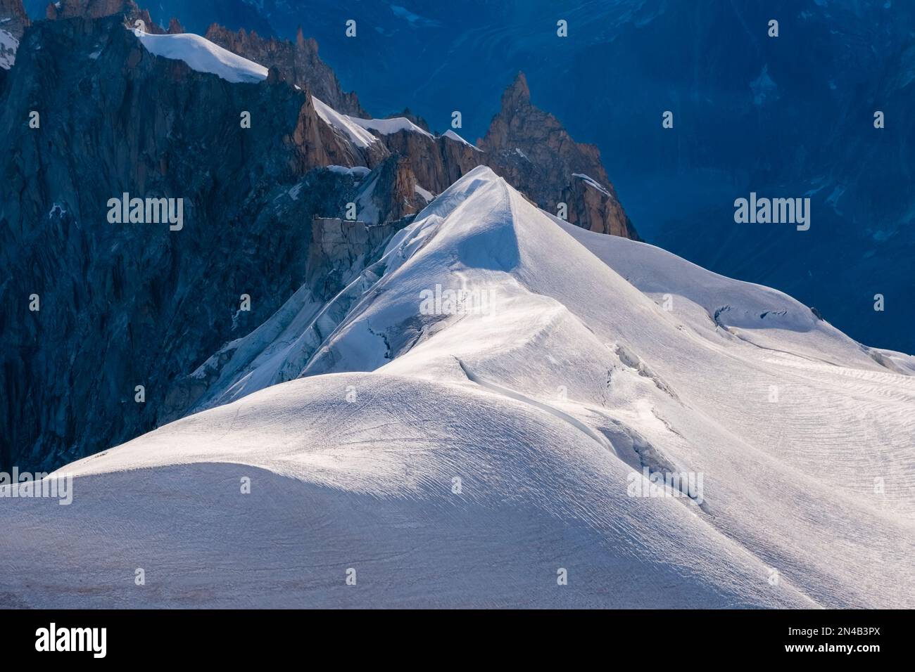 View of the slopes and ridges of the upper part of the Géant Glacier ...