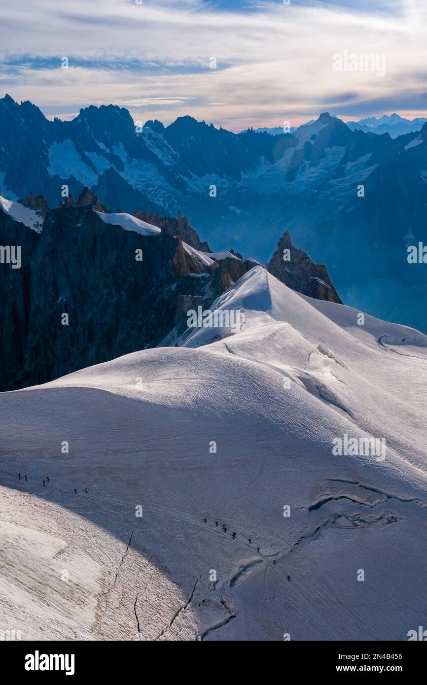 View of the upper part of the Géant Glacier and the eastern Mont Blanc ...