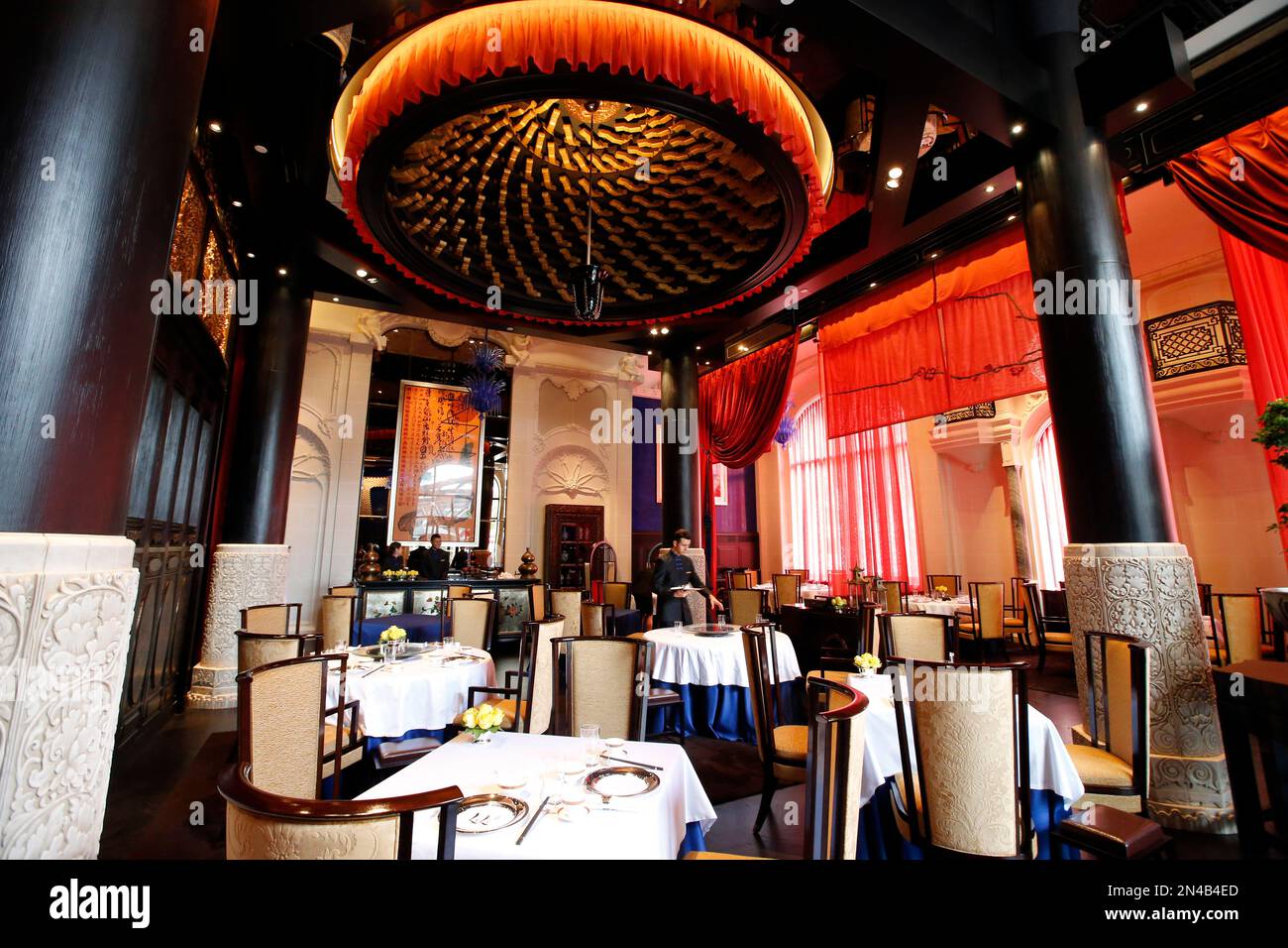 View of the Chinese restaurant LiLi at the Peninsula Paris luxury hotel ...