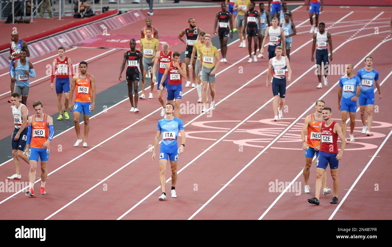 AUG 06, 2021 - Tokyo, Japan: Athletics Men's 4 x 400 Relay Round 1 at ...