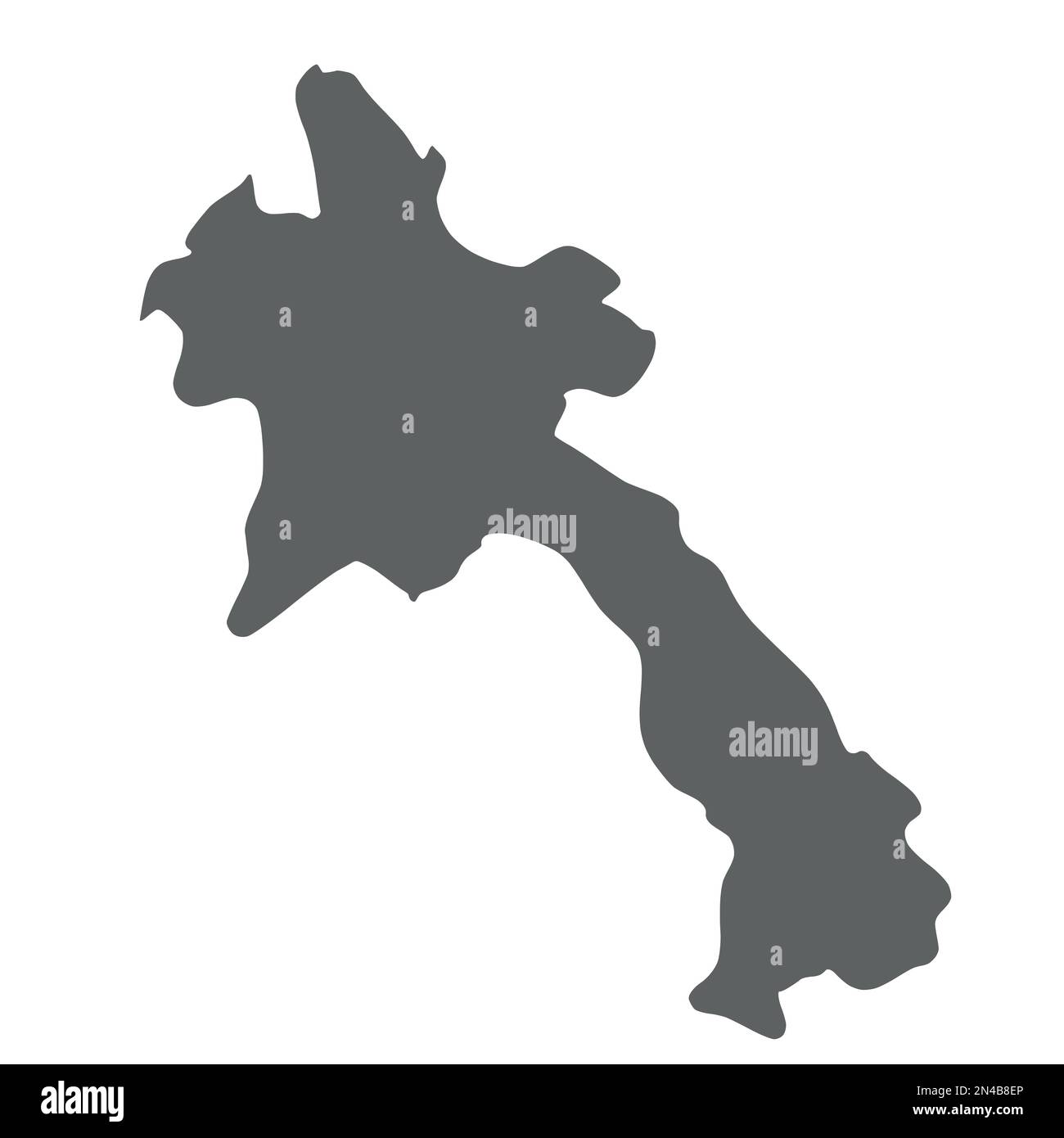 Laos - smooth grey silhouette map of country area. Simple flat vector ...