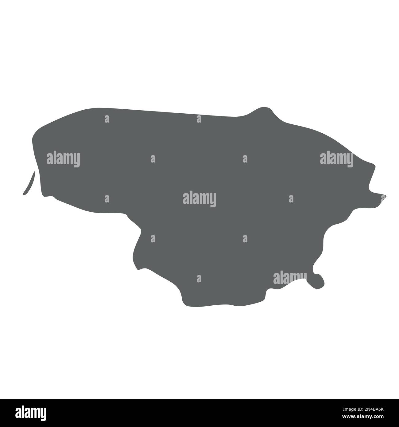 Lithuania - smooth grey silhouette map of country area. Simple flat ...
