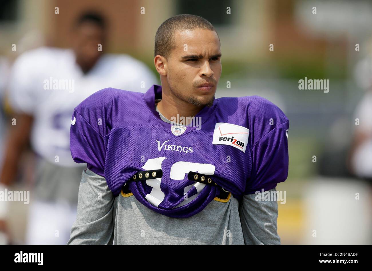Minnesota Vikings wide receiver Kain Colter walks to the field before ...