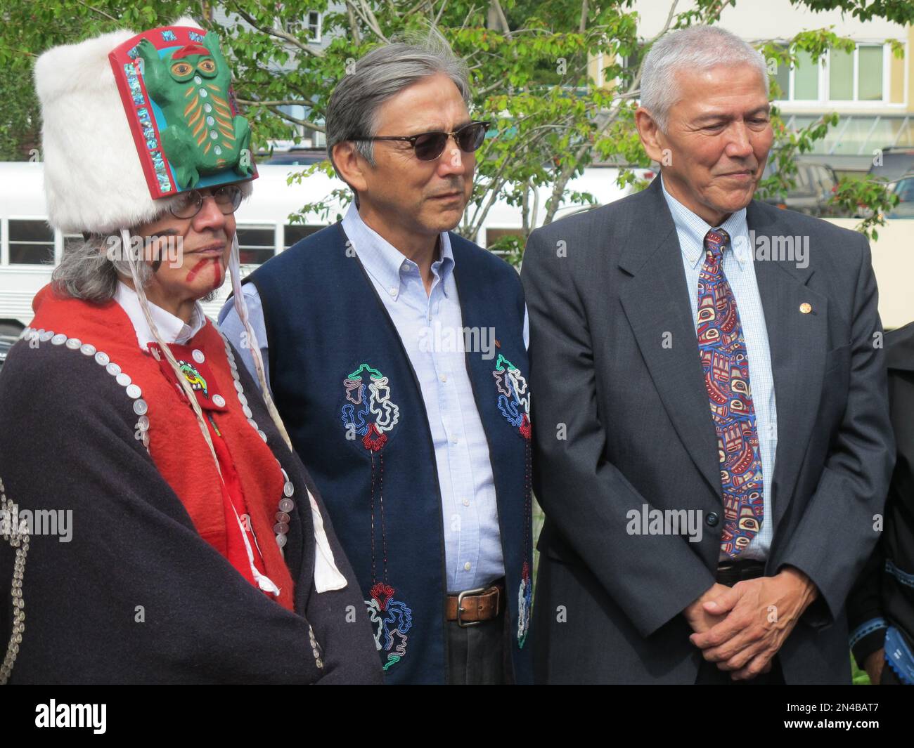 Three children of the late Walter Soboleff stand Wednesday, July 30 ...