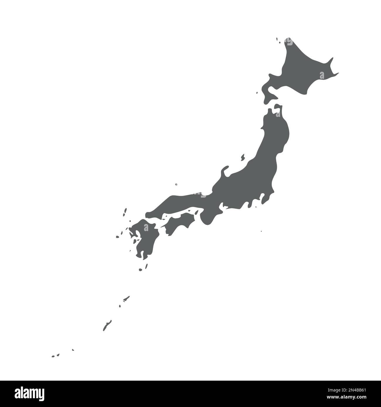 Japan - smooth grey silhouette map of country area. Simple flat vector ...