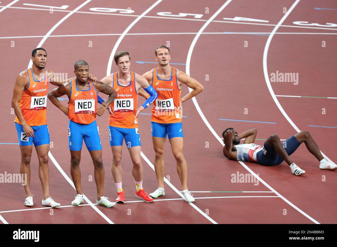 AUG 06, 2021 - Tokyo, Japan: Jochem Dobber, Terrence Agard, Tony van ...