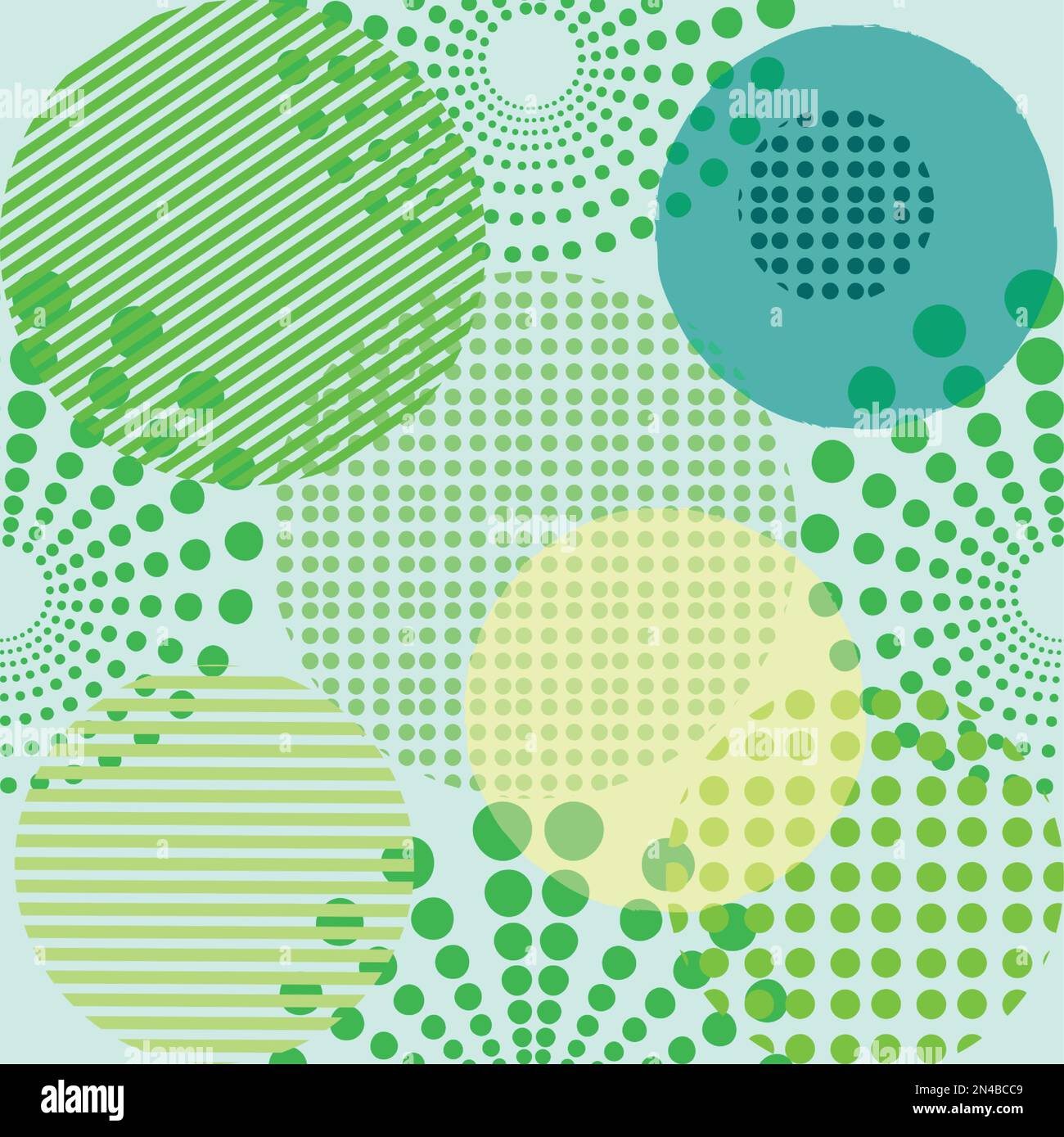 Different shaped circles green pantone seamless pattern, shiny sphere ...
