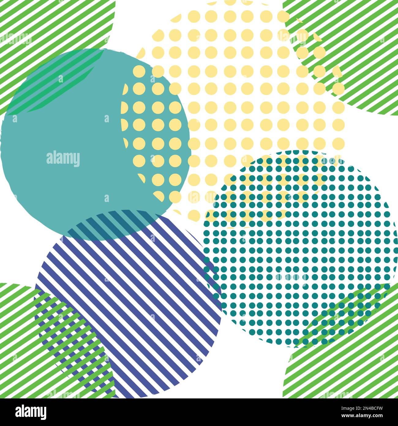 Different shaped circles green pantone seamless pattern, shiny sphere ...