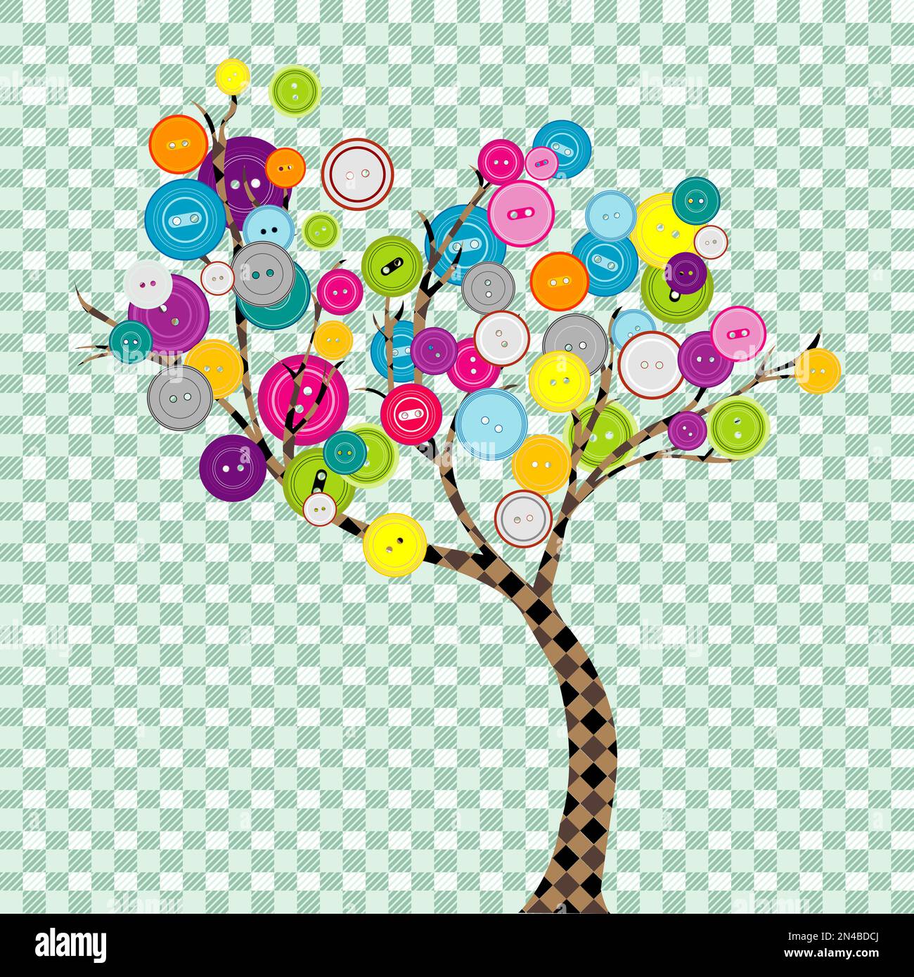 Abstract tree with textile trunk and leaves made of buttons Stock ...