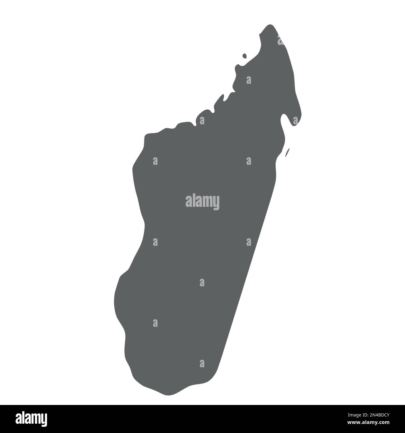 Madagascar - smooth grey silhouette map of country area. Simple flat ...