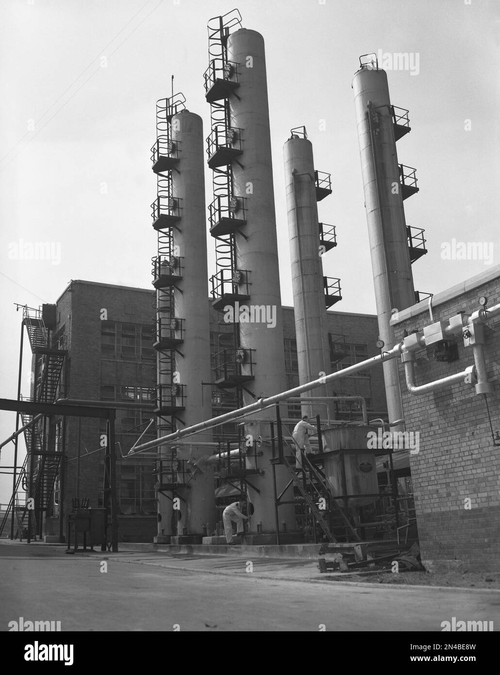 View of the air scrubbing towers where air is sterilised before being ...