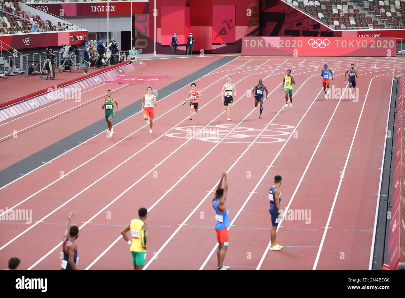 AUG 06, 2021 - Tokyo, Japan: Athletics Men's 4 x 400 Relay Round 1 Heat ...
