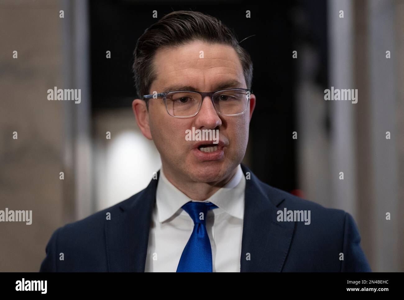 Conservative leader Pierre Poilievre speaks to reporters before ...
