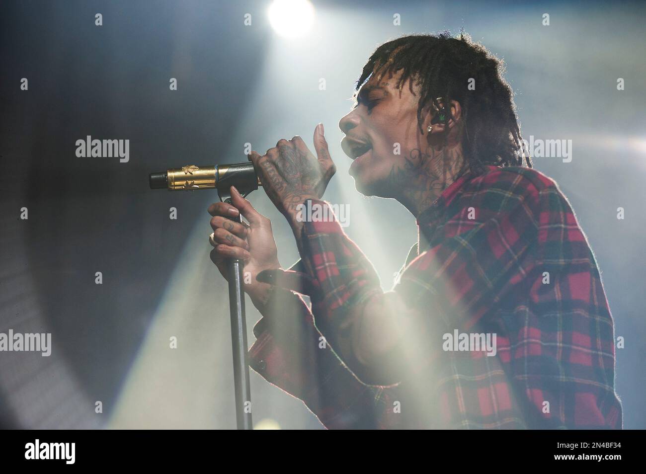 Wiz Khalifa performs on stage at the Molson Amphitheatre during the ...