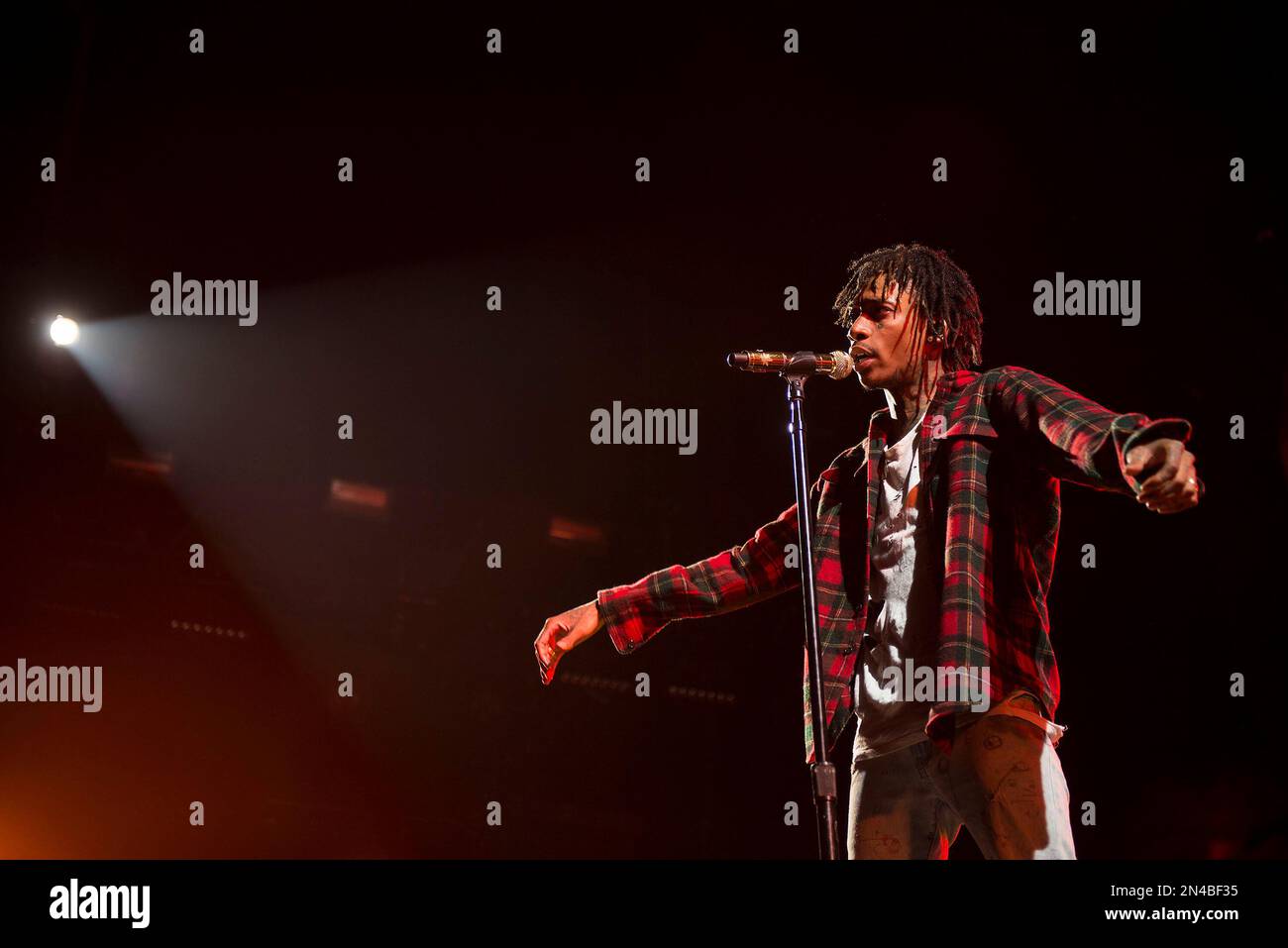 Wiz Khalifa performs on stage at the Molson Amphitheatre during the ...