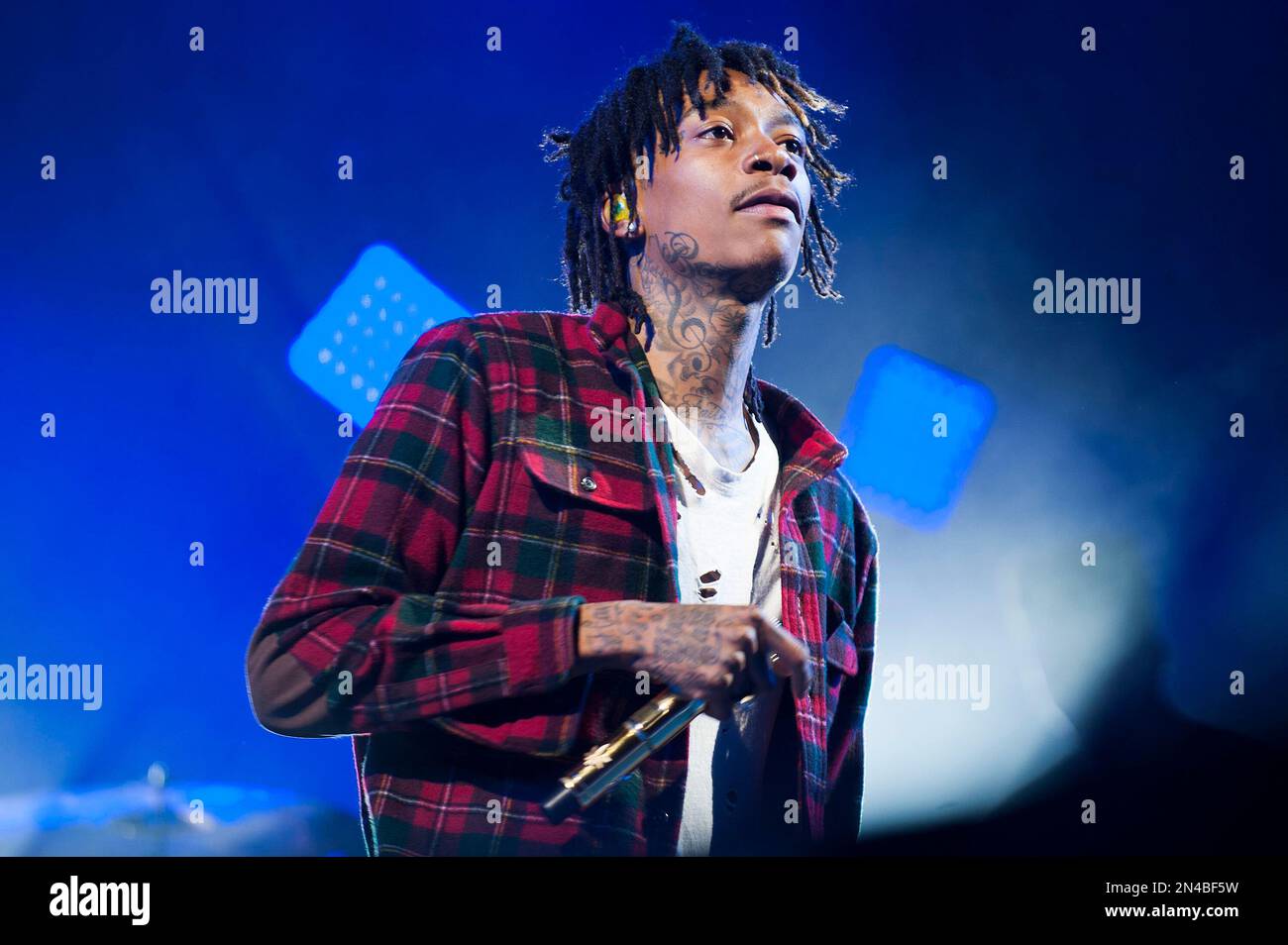 Wiz Khalifa performs on stage at the Molson Amphitheatre during the ...