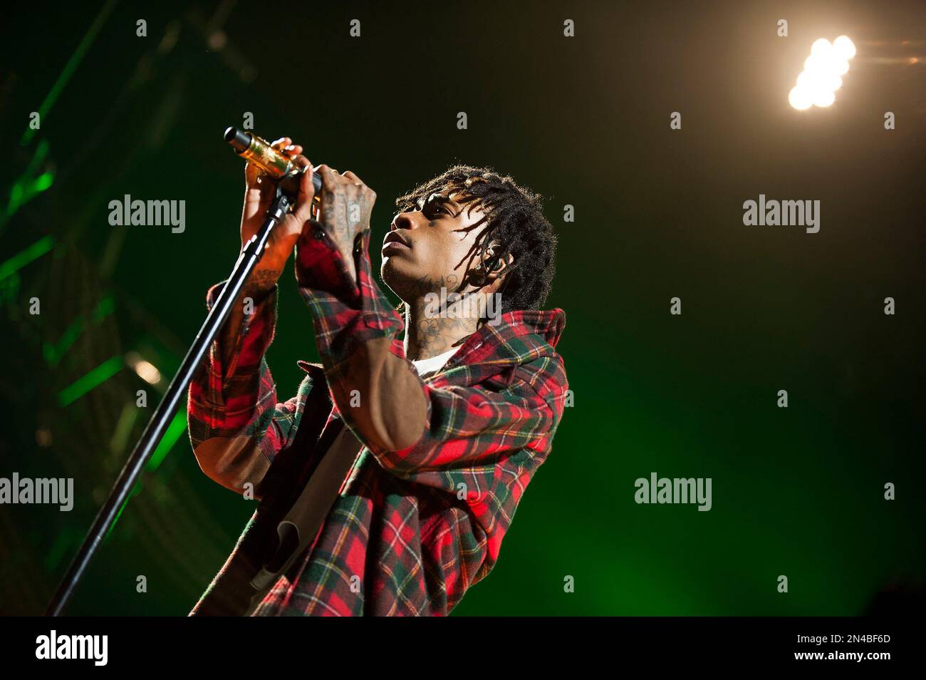 Wiz Khalifa performs on stage at the Molson Amphitheatre during the ...